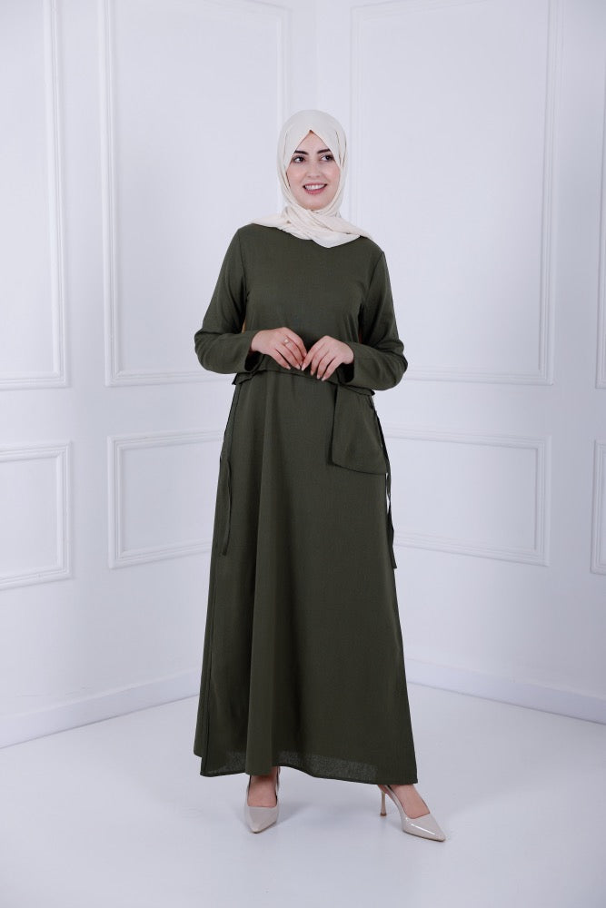 A- Lenin Dress - Olive green – am Modest Clothing